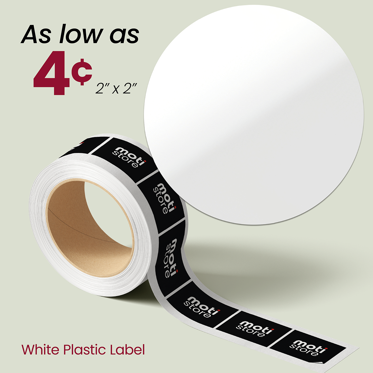 Motistore US. White Paper Label